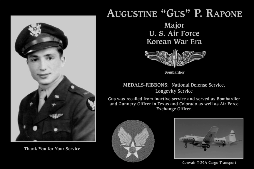 Major Augustine P Rapone | Mt. Soledad Virtual Plaque