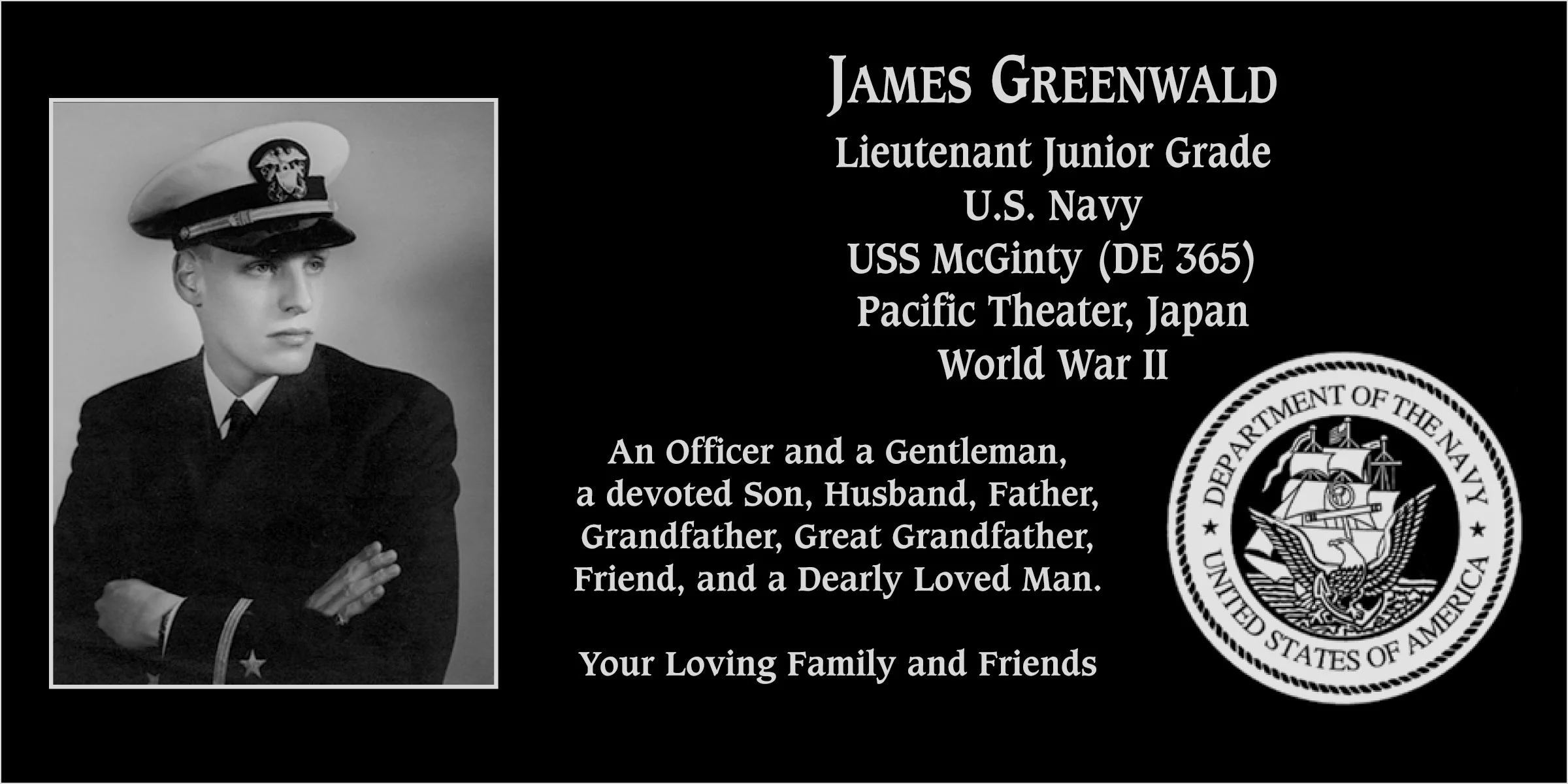 Lieutenant, Junior Grade James Greenwald | Mt. Soledad Virtual Plaque