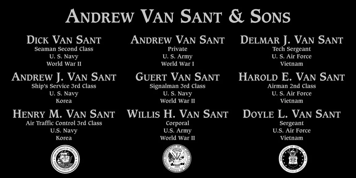 Private Andrew Van Sant | Mt. Soledad Virtual Plaque