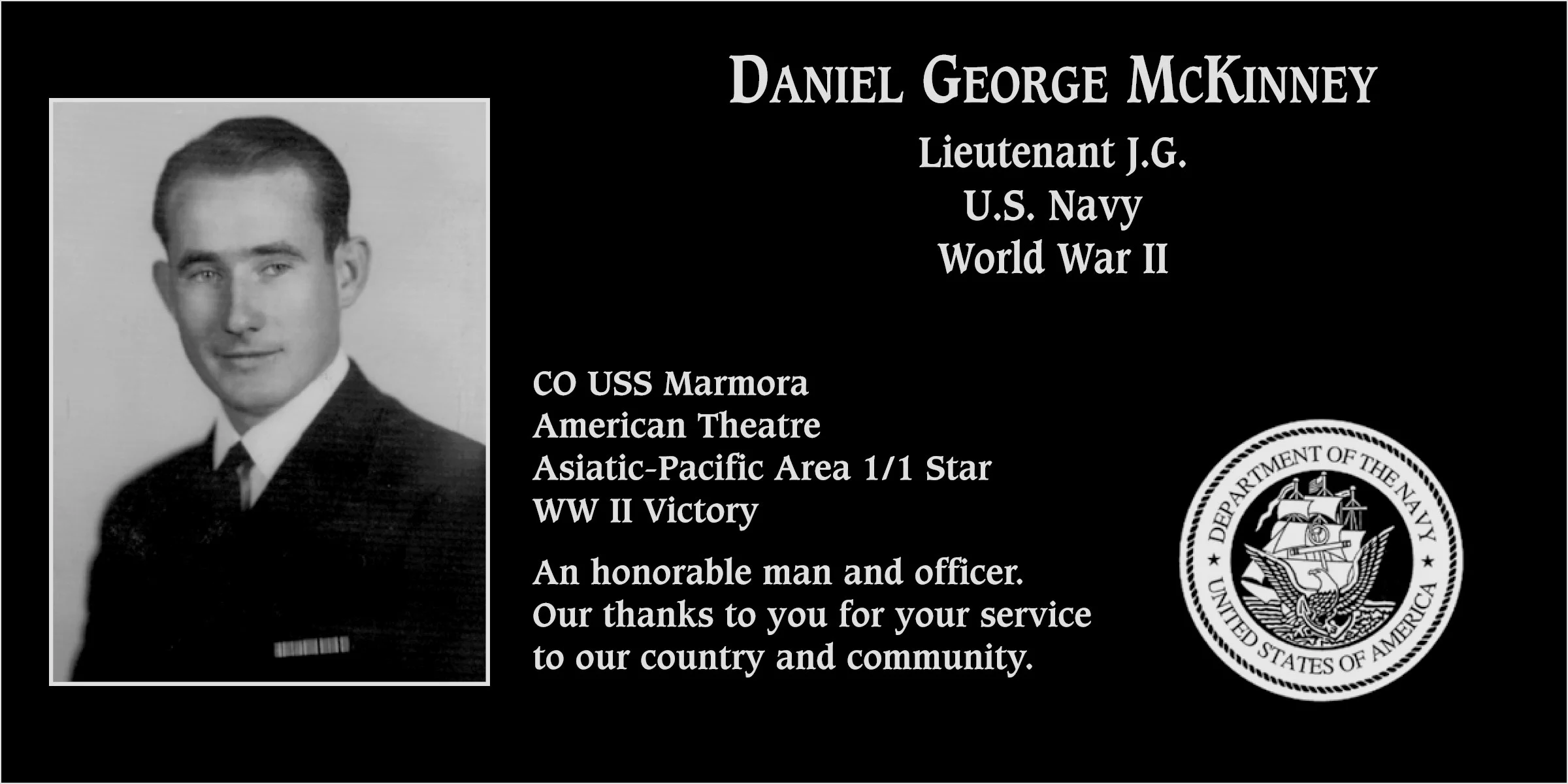 Lieutenant, Junior Grade Daniel George McKinney | Mt. Soledad Virtual ...