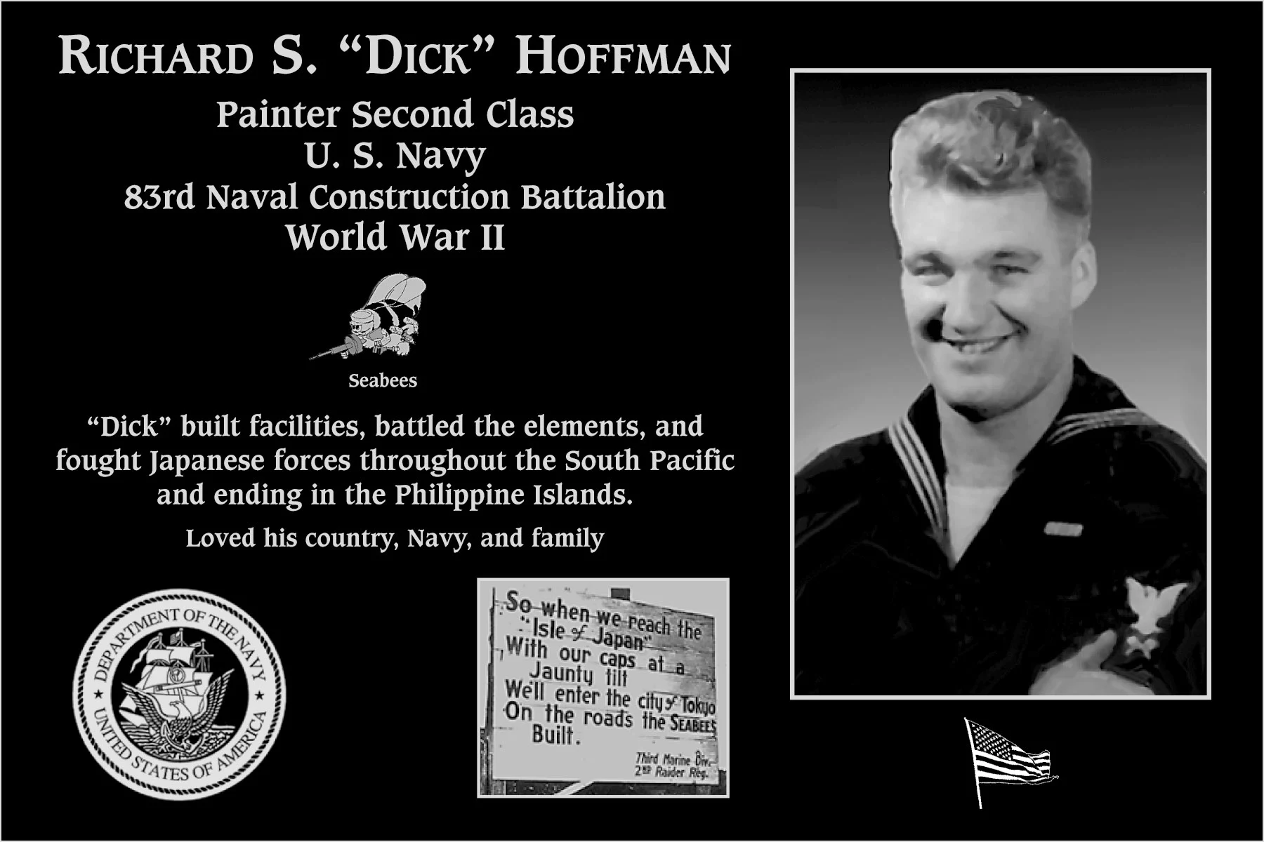 Petty Officer Second Class Richard S Hoffman | Mt. Soledad Virtual Plaque