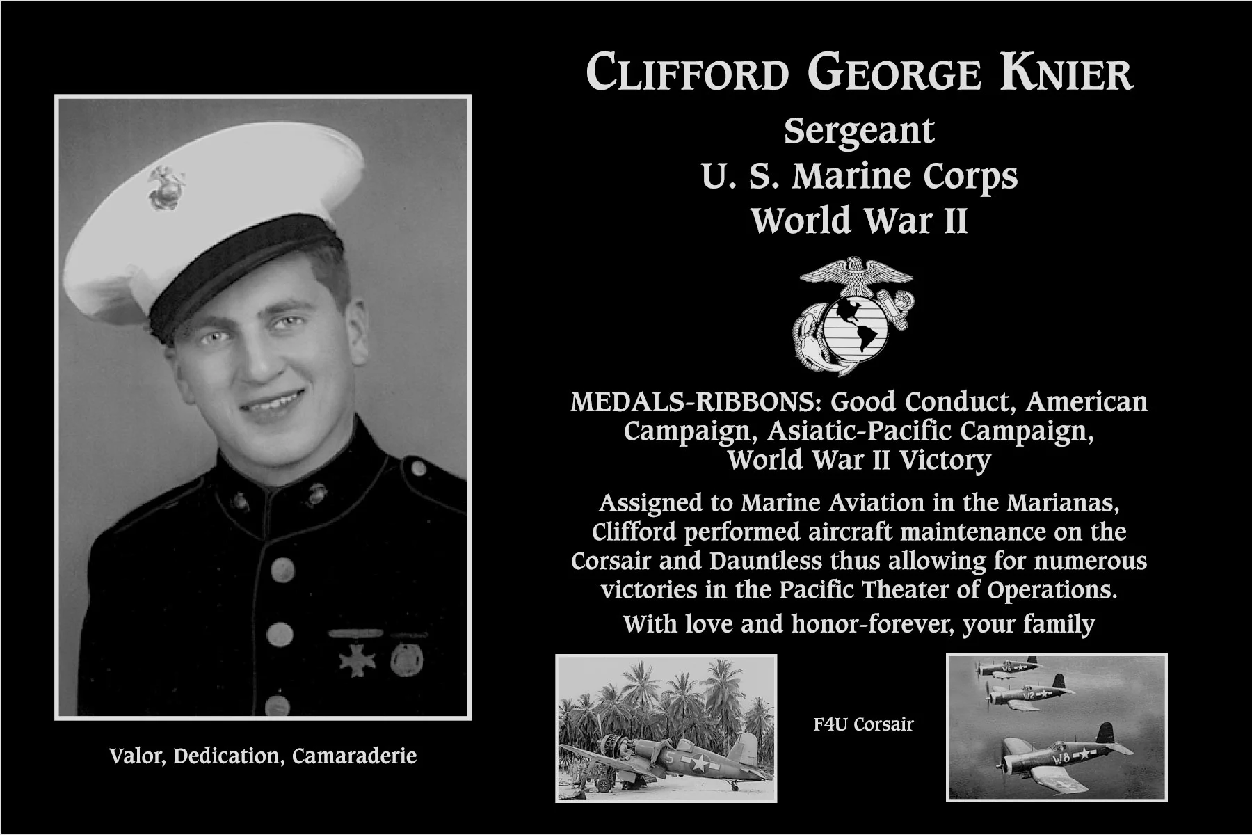 Sergeant Clifford George Knier | Mt. Soledad Virtual Plaque