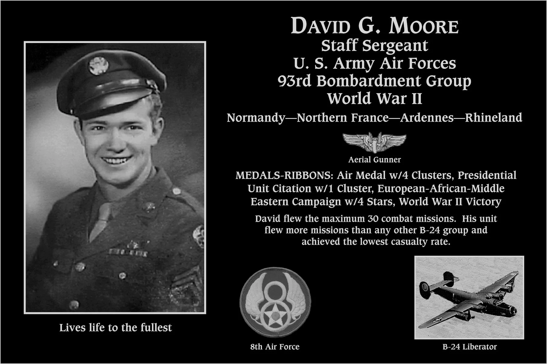 Staff Sergeant David G Moore | Mt. Soledad Virtual Plaque