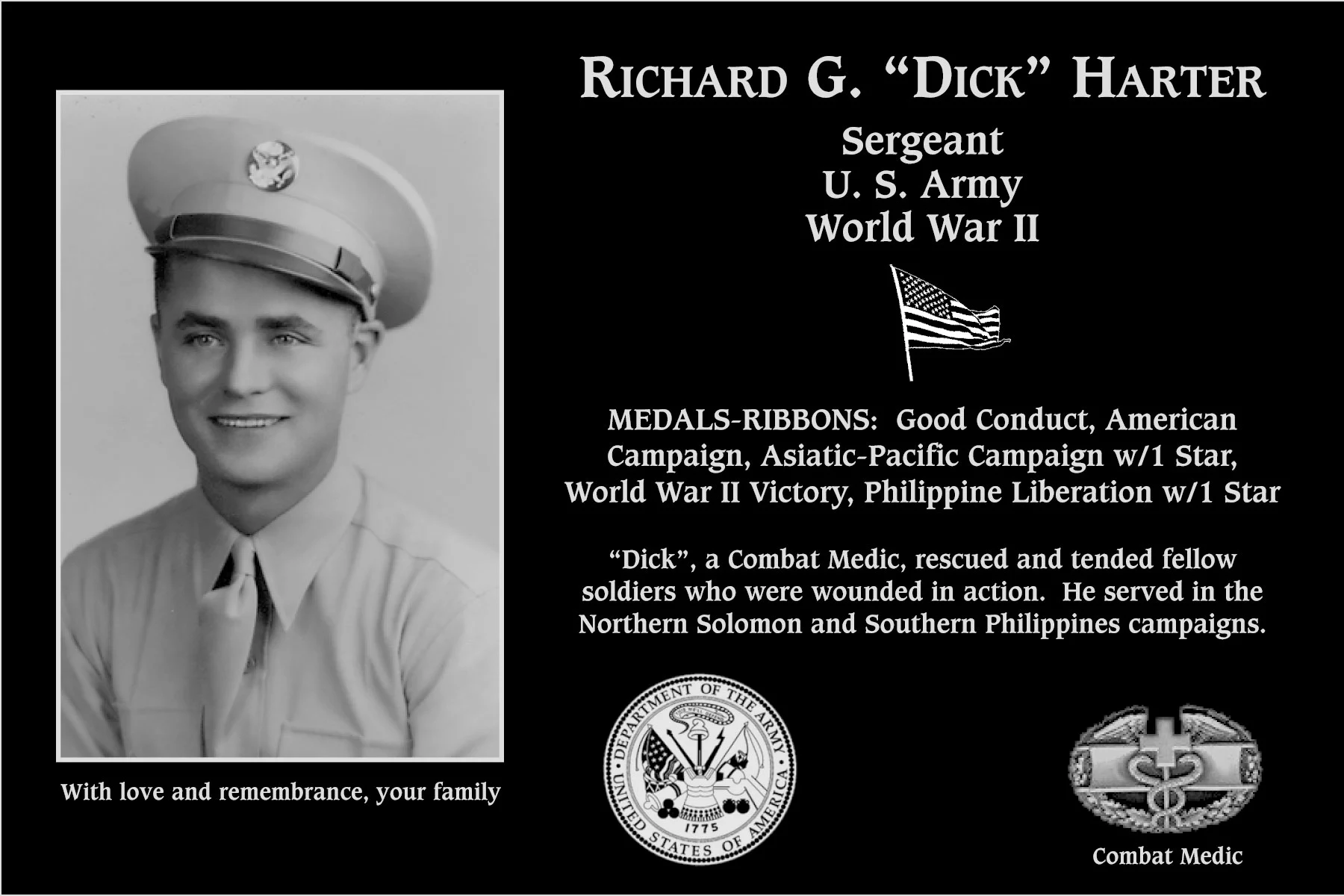Sergeant Richard G Harter | Mt. Soledad Virtual Plaque