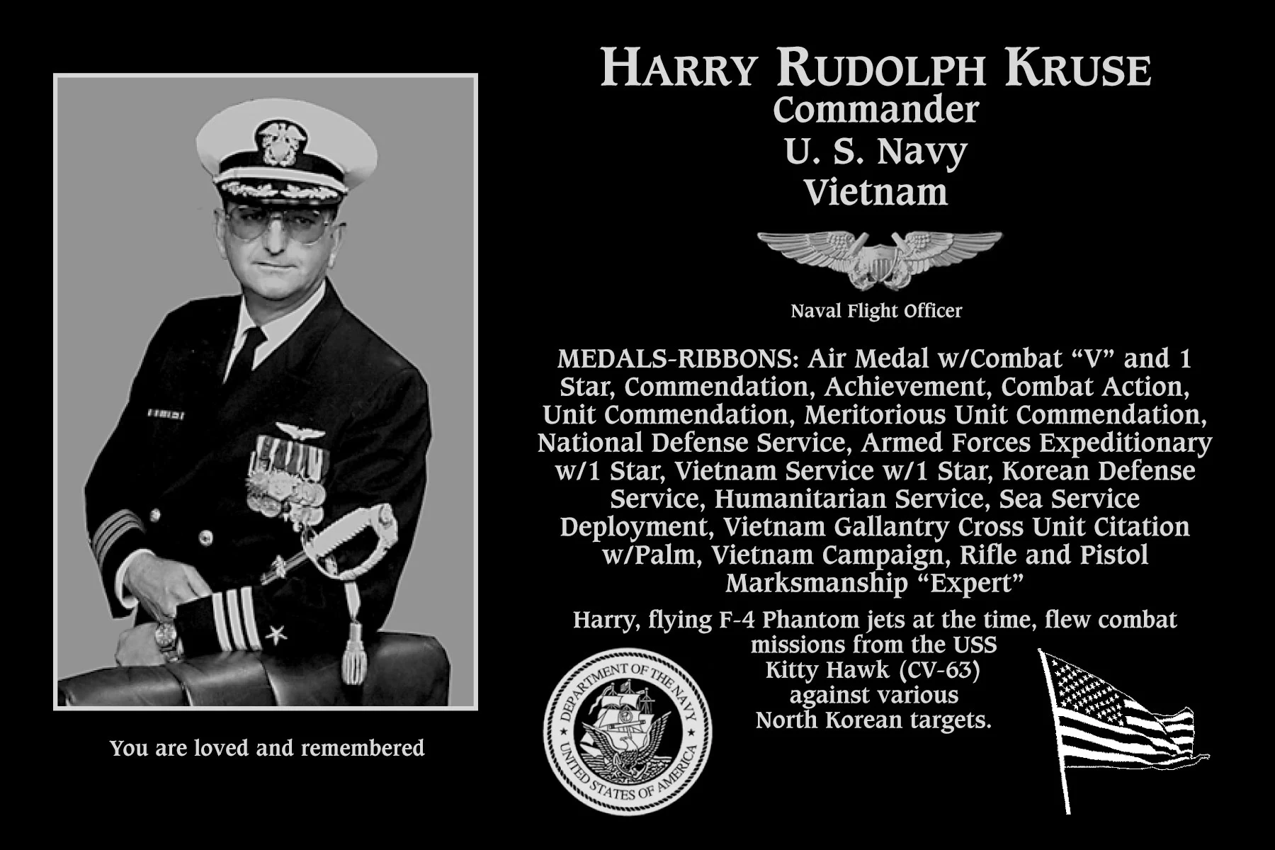 Commander Harry Rudolph Kruse | Mt. Soledad Virtual Plaque