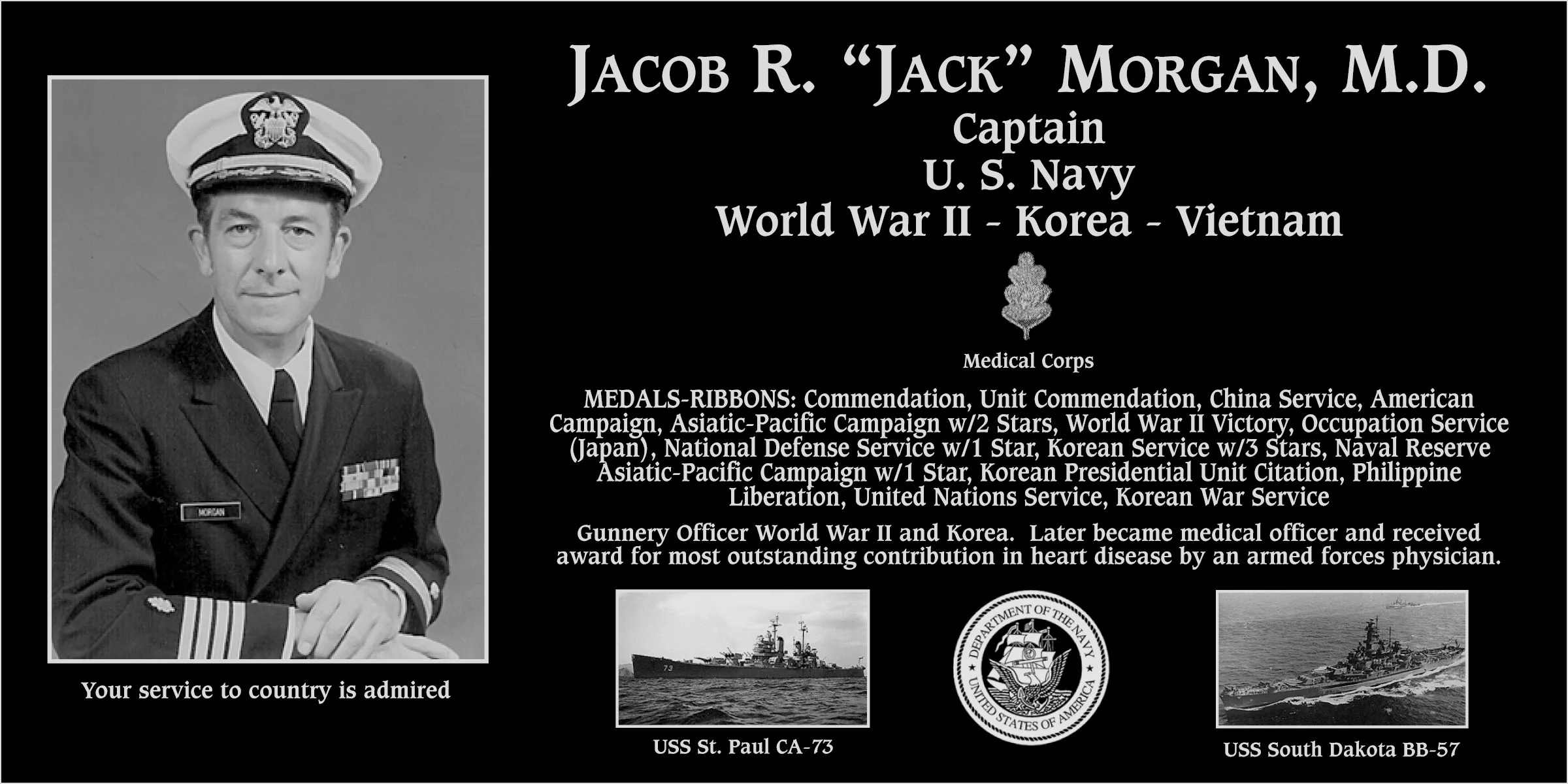 Captain Jacob R Morgan | Mt. Soledad Virtual Plaque