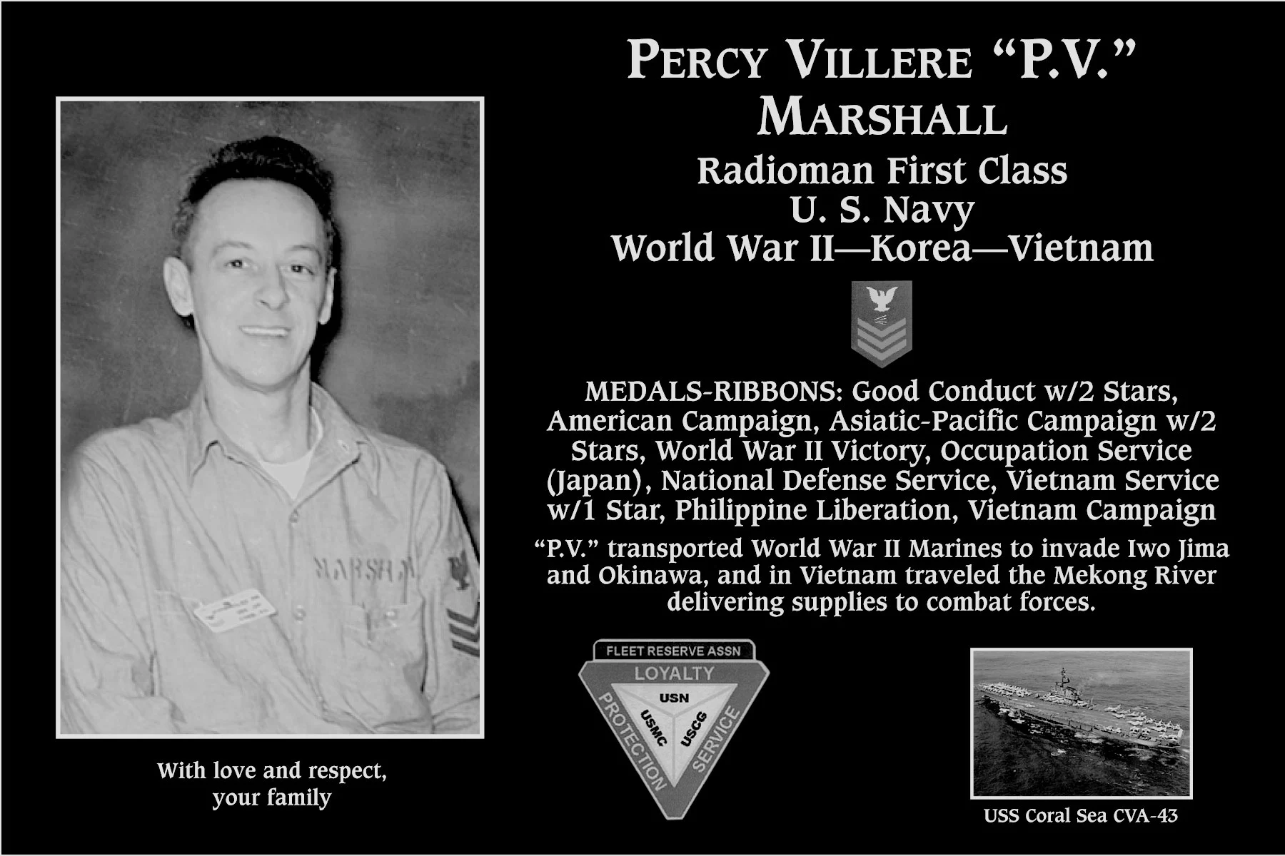 Petty Officer First Class Percy Villere Marshall | Mt. Soledad Virtual ...