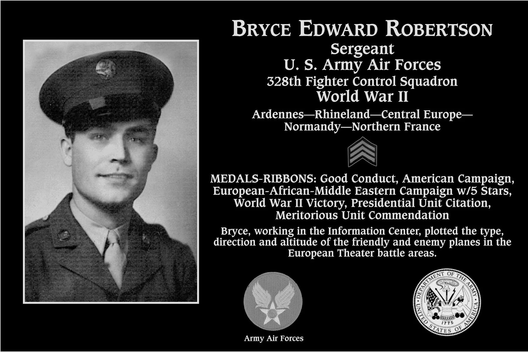 Sergeant Bryce Edward Robertson | Mt. Soledad Virtual Plaque