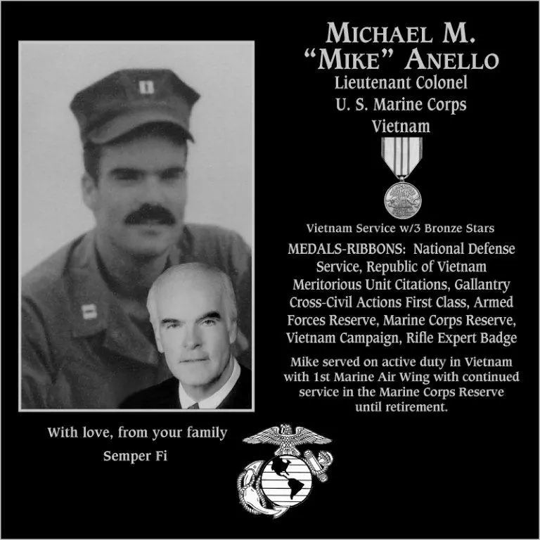 Lieutenant Colonel Michael M Anello | Mt. Soledad Virtual Plaque