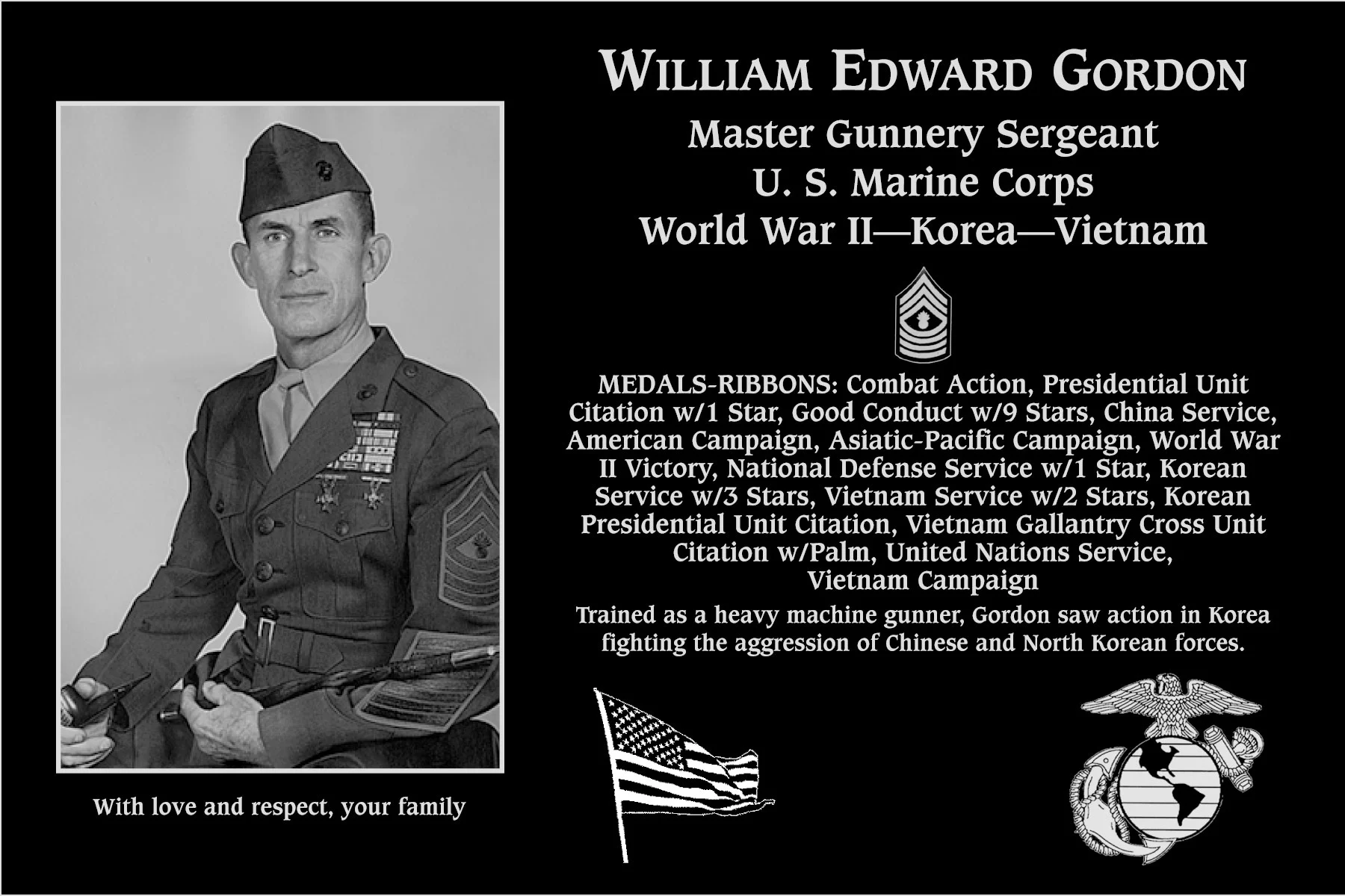 Master Gunnery Sergeant William Edward Gordon | Mt. Soledad Virtual Plaque