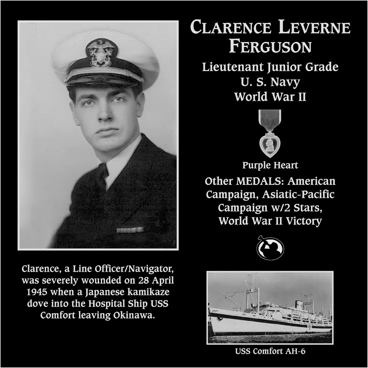 Lieutenant, Junior Grade Clarence Leverne Ferguson | Mt. Soledad ...