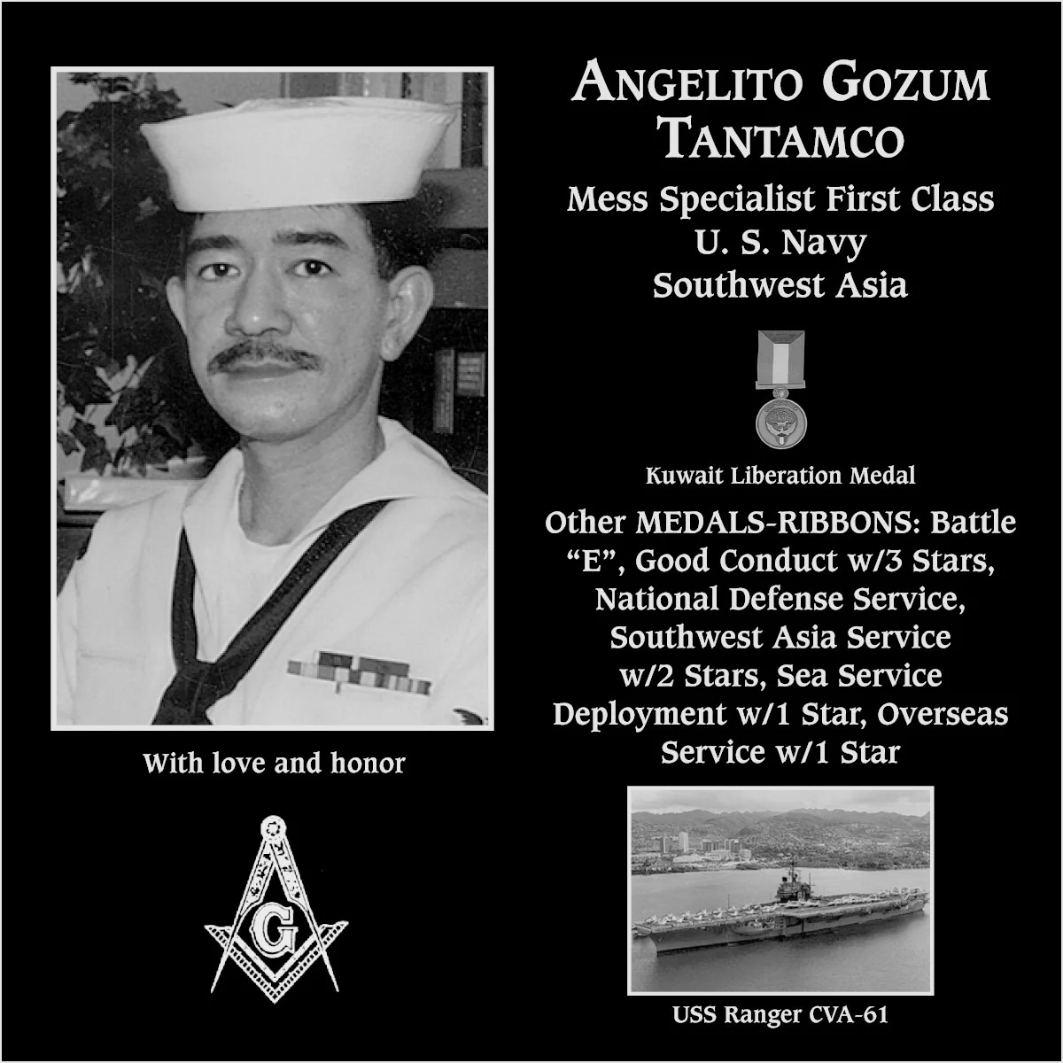 Petty Officer First Class Angelito Gozum Tantamco | Mt. Soledad Virtual ...